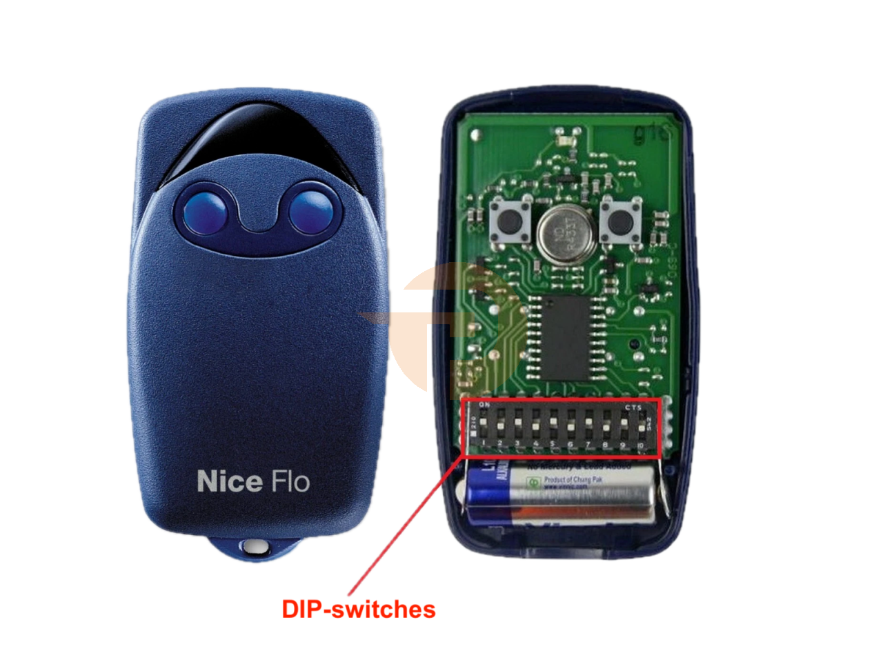Remote 433MHz Nice FLO2 (blue version) dip-switch Parkeerapparatuur.nl