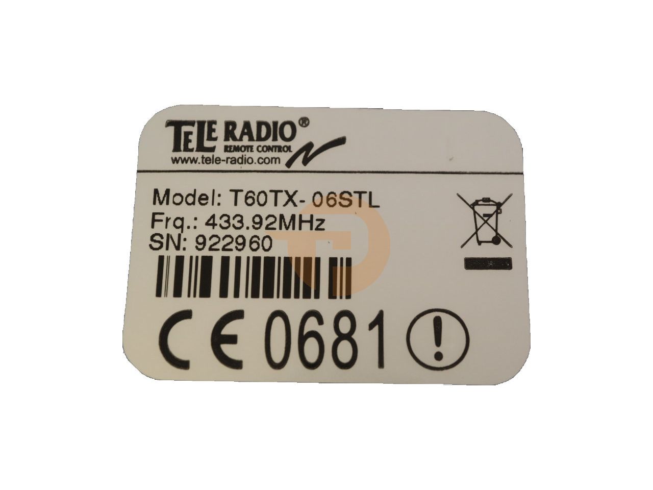 Remote control Tele Radio T60TX-06STL with 6 channels Parkeerapparatuur.nl