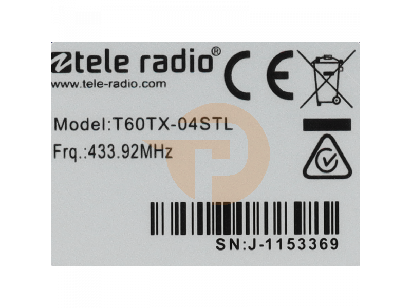 Transmitter Tele Radio T60TX-04STL with 4 channels on 433MHz ...