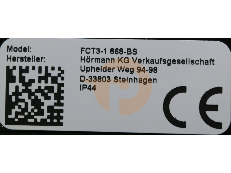 Codetableau Hörmann FCT 3-1 868-BS Parkeerapparatuur.nl