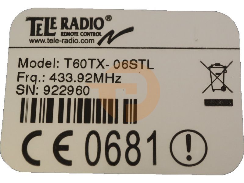 Remote control Tele Radio T60TX-06STL with 6 channels Parkeerapparatuur.nl