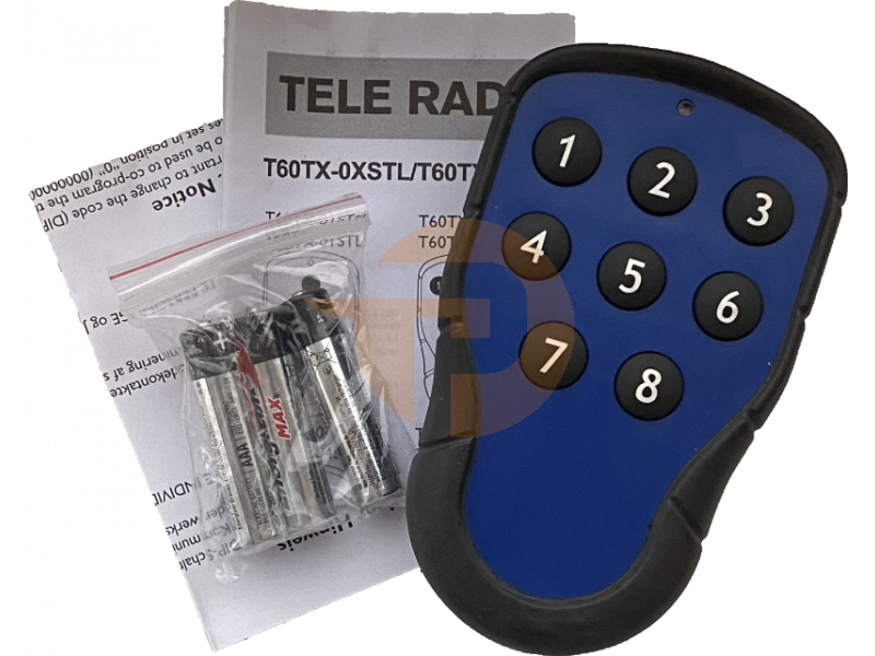 Remote TeleRadio T60TX-08STL with 8 channels on 433Mhz Parkeerapparatuur.nl